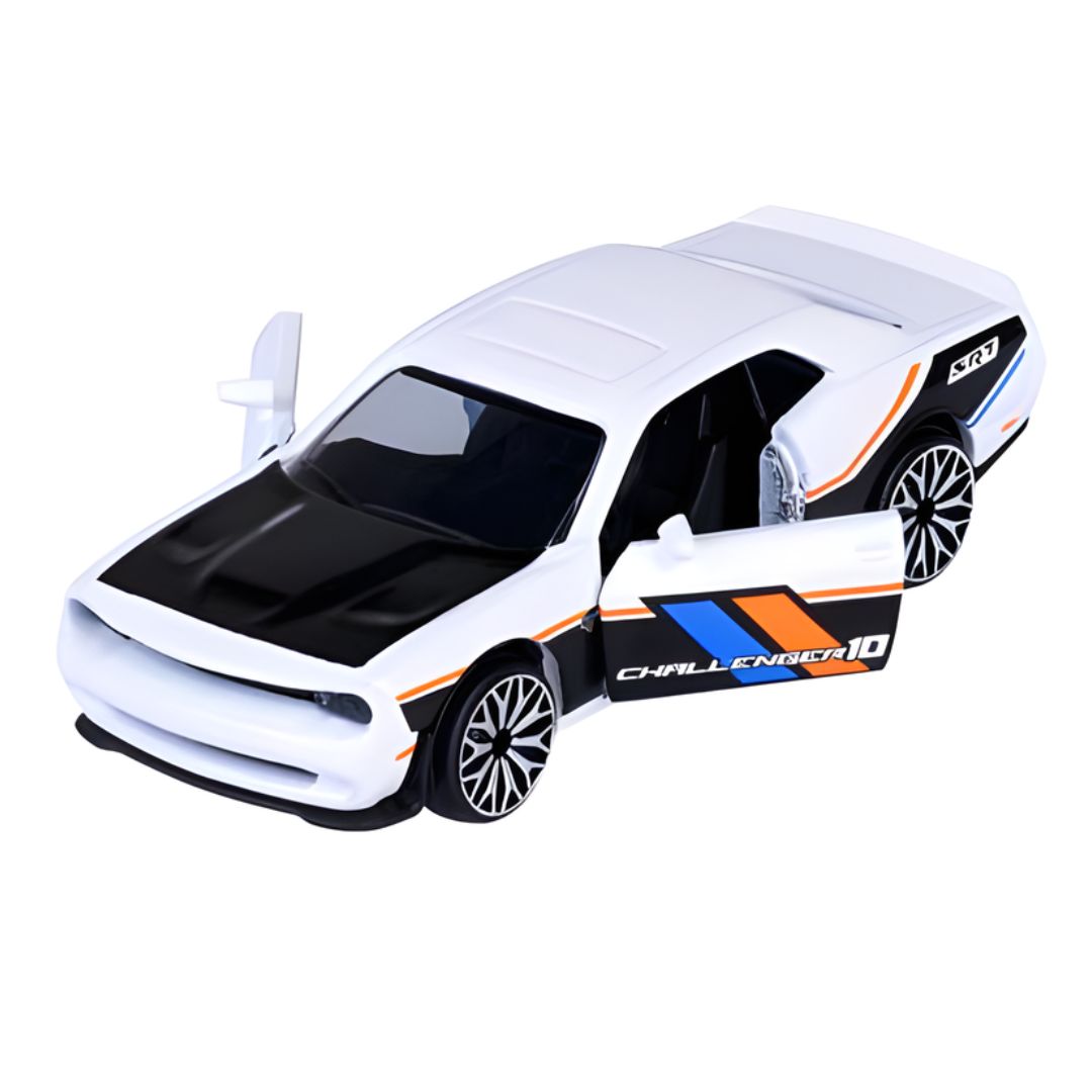 Racing Premium White Dodge Challenger SRT HELLCAT Die-Cast Car By Majo ...